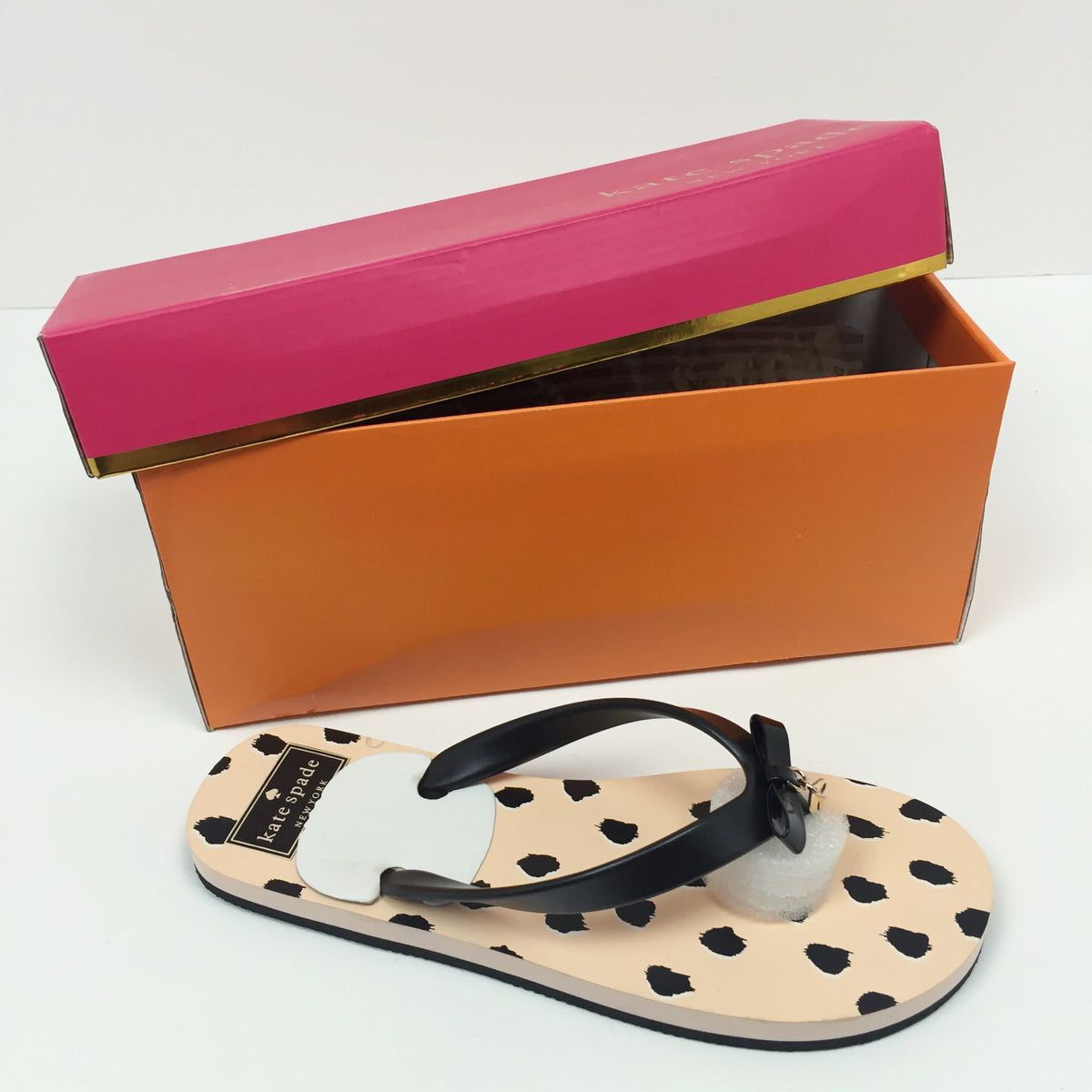 Kate Spade 'Fifi' Polka Dot Logo Charm Flip Flop 7 NEW! $48 ...